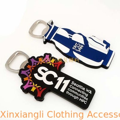 Key Shaped Rubber Clothing Labels With Embossed Printed Logo Eco Friendly