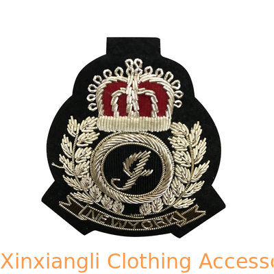 Hand Made Embroidered Bullion Blazer Badges , Military Bullion Badges