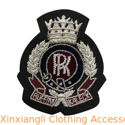 Hand Made Embroidered Bullion Blazer Badges , Military Bullion Badges