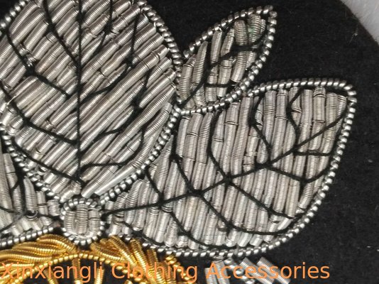Gold Silver Handcraft Wire Embroidered Badges Sew On Bullion Patches Applique