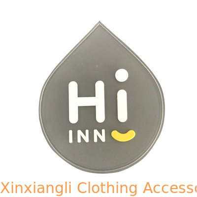 Circle 3D Prubber & Silicone PVC Labels With Embossed Logo For Clothing / Hats