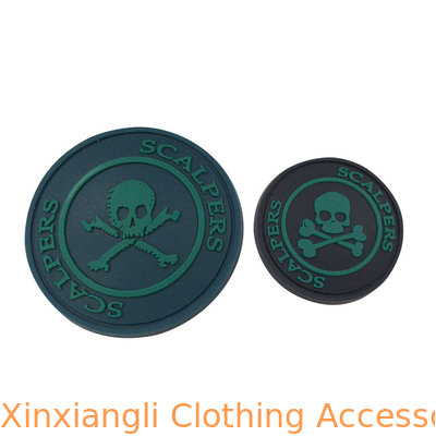 Circle 3D Prubber & Silicone PVC Labels With Embossed Logo For Clothing / Hats