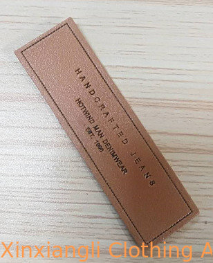 Pu patch with debossed logo, size 1.5*6 cm , Stick 2 set leather for cloth, jeans and fashion cloth
