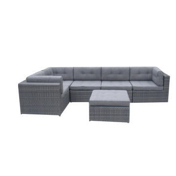 7 Pcs for Flat Wicker Sofa Set with Cushion and Coffee table.