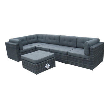 7 Pcs for Flat Wicker Sofa Set with Cushion and Coffee table.