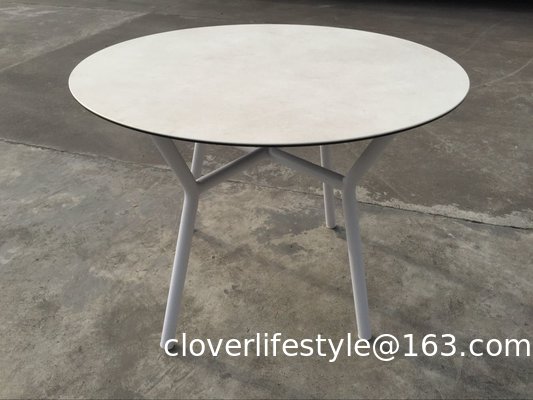 Round KD Dining Table with Glass ceramics for Hotel, Garden and Beach by Clover Lifestyle China Outdoor Furniture