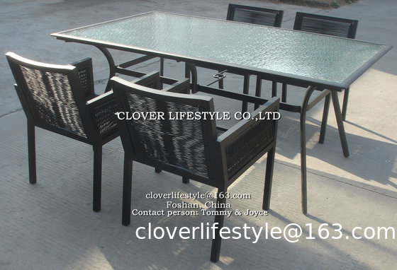 6 +1 rope weaving dining set with aluminum frame for Home. Hotel, Garden and Beach by Clover Lifestyle Outdoor Furniture