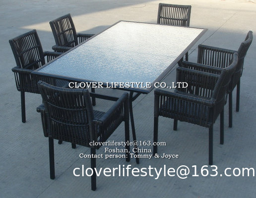 Glass dining table with aluminum frame for Home. Hotel, Garden and Beach by Clover Lifestyle Outdoor Furniture