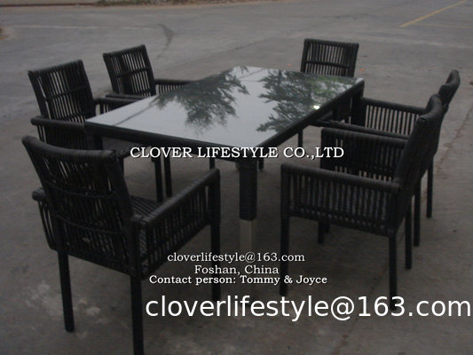 6 +1 rope weaving dining set with aluminum frame for Home. Hotel, Garden and Beach by Clover Lifestyle Outdoor Furniture