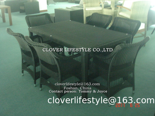 ANNE flat wicker with teak arm DINING SET for Hotel, Garden and Beach by Clover Lifestyle Outdoor Furniture China