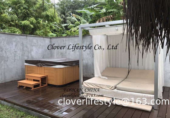 Flat wicker Sun bed flexible ottoman with table for Hotel, Garden and Beach by Clover Lifestyle Outdoor Furniture China