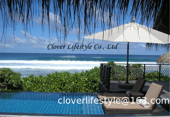 Flat wicker Sun bed flexible ottoman with table for Hotel, Garden and Beach by Clover Lifestyle Outdoor Furniture China