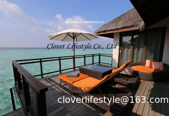 Flat wicker Sun bed flexible ottoman with table for Hotel, Garden and Beach by Clover Lifestyle Outdoor Furniture China
