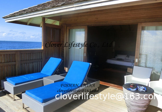 Flat wicker Sun bed flexible ottoman with table for Hotel, Garden and Beach by Clover Lifestyle Outdoor Furniture China