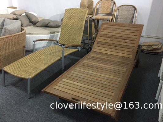 Teak Sun bed flexible ottoman with table for Hotel, Garden and Beach by Clover Lifestyle Outdoor Furniture China
