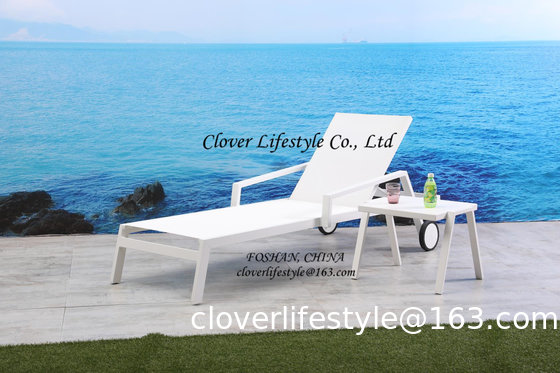 Flat wicker Sun bed flexible ottoman with table for Hotel, Garden and Beach by Clover Lifestyle Outdoor Furniture China