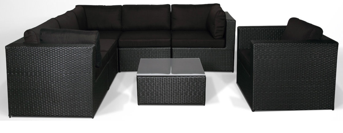 7 Pcs for Flat Wicker Sofa Set with Cushion and Coffee table.