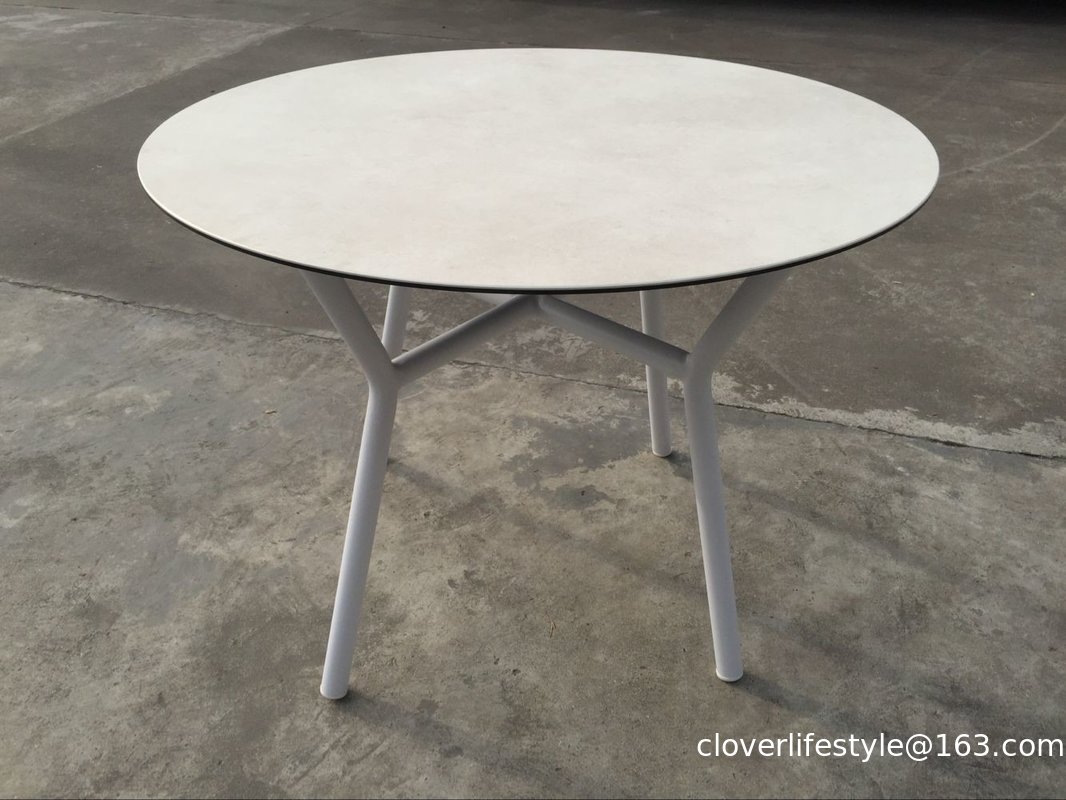 Round KD Dining Table with Glass ceramics for Hotel, Garden and Beach by Clover Lifestyle China Outdoor Furniture