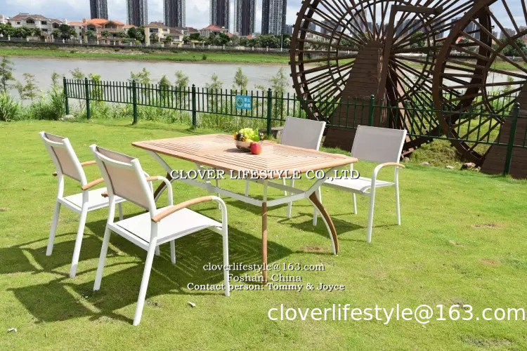 Textilene dining set with powder coating for Home. Hotel, Garden and Beach by Clover Lifestyle Outdoor Furniture