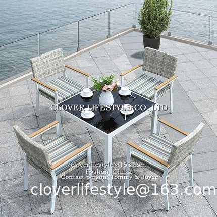 4+1 Teak + wicker dining set  for Home. Hotel, Garden and Beach by Clover Lifestyle Outdoor Furniture