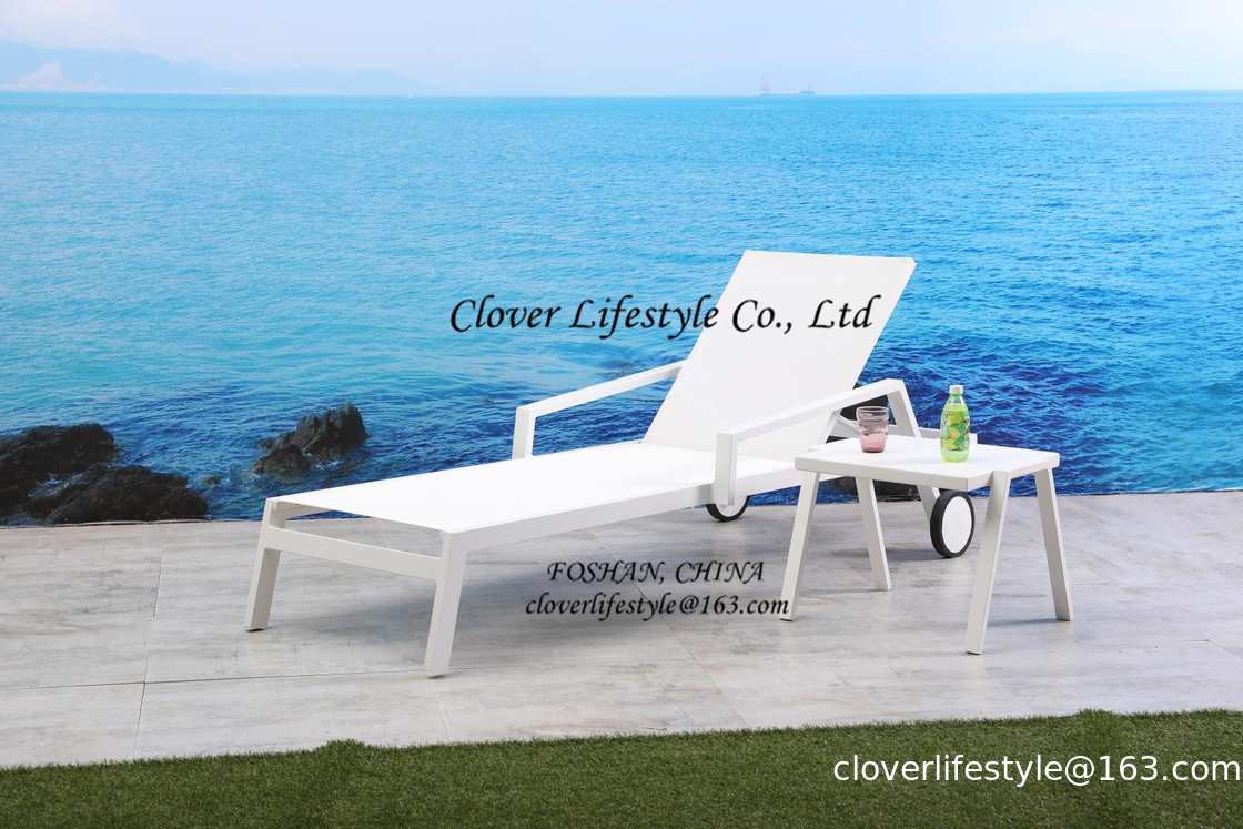 Flat wicker Sun bed flexible ottoman with table for Hotel, Garden and Beach by Clover Lifestyle Outdoor Furniture China