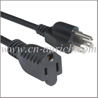 American extension cord with Nema 5-15P to 5-15R plug, SJTW flexible cables