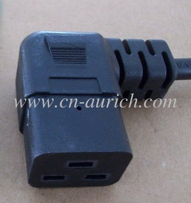 Right angled C19 power cord plug