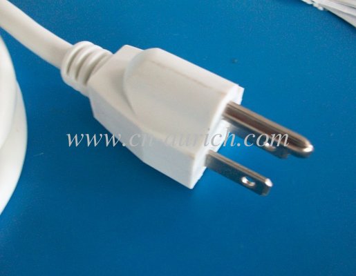 UL Nema 5-15p plug with white flexible AC cords SVT SJT SJTW SPT-2 SPT-3 cables