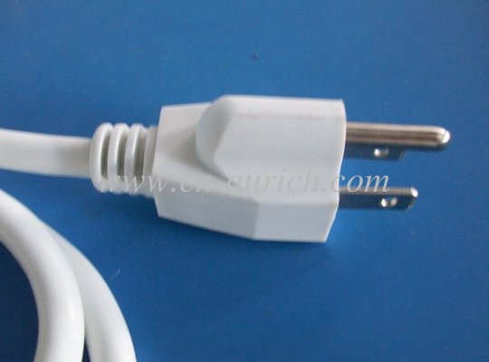 UL Nema 5-15p plug with white flexible AC cords SVT SJT SJTW SPT-2 SPT-3 cables