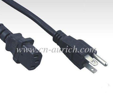 North American cord set, UL/CSA approved C13 power cords with Nema 5-15p plug