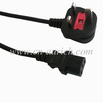BSI power cord with C13 female plug, UK power supply cord with non-rewirable plug ASTA app