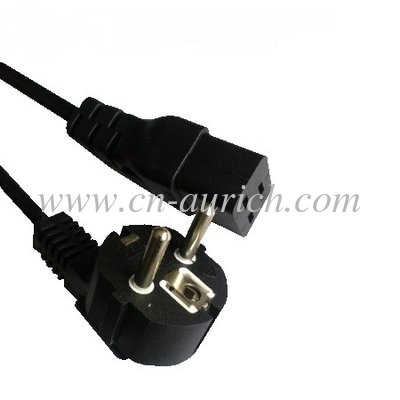 VDE approved European C19 power cord, German schuko plug