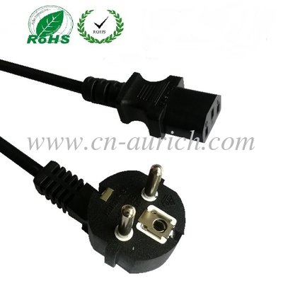 VDE approved European C19 power cord, German schuko plug