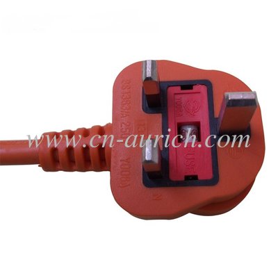 UK flexible cords BS/ASTA approval non-rewireable moulded plug with fuse