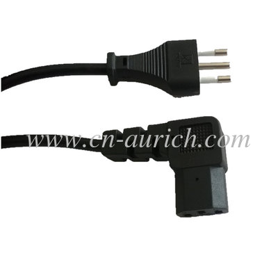 Italian power supply cord with angled C13