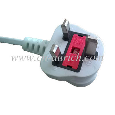 UK power cord with BS1363 standard non-rewireable moulded plug with fuse