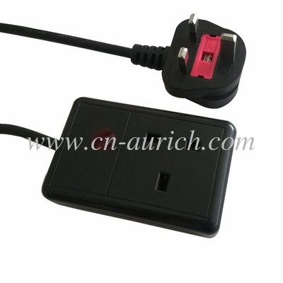 UK power cord with single way socket