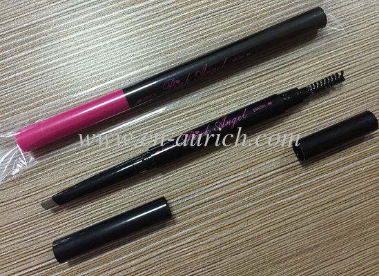 Double eyebrow pencil with brush, custom permanent makeup eyebrow pencil