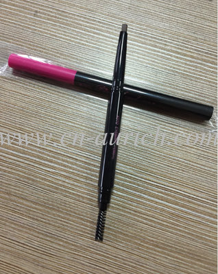OEM double brush eyebrow pencil, automatic eyebrow pencil with eyebrow brush