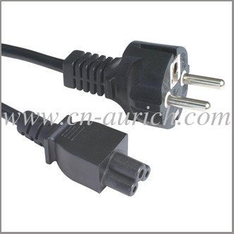 European cord set with CEE7/7 straight plug VDE approval power supply cord with C5