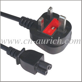 UK power supply cord with C5 female plug, laptop AC adapter input power cord