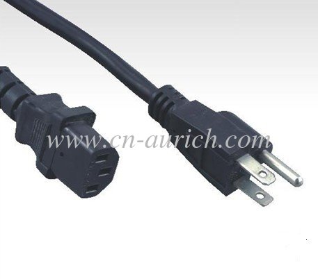 North American cord set, UL/CSA approved C13 power cords with Nema 5-15p plug