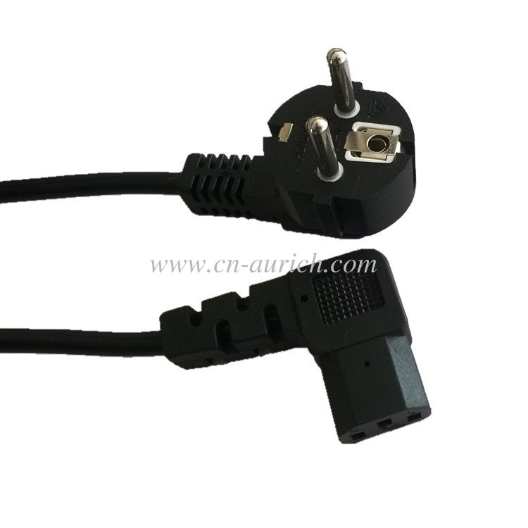 European cordset with angled C13 connector, UK AC power cord