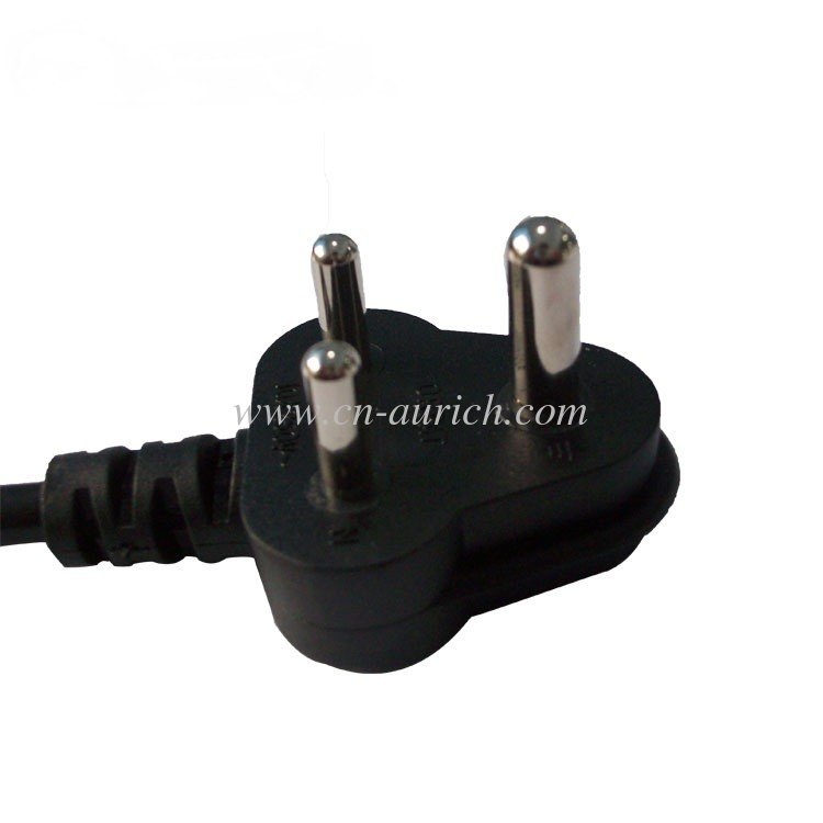 Indian AC power cord with 3-pin indian plug, South African power cord