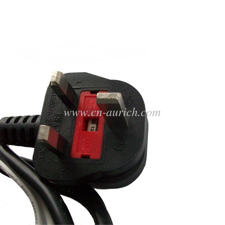 UK flexible cords BS/ASTA approval non-rewireable moulded plug with fuse