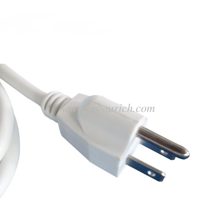 UL listed Nema 5-15p power cord, white flexible cord