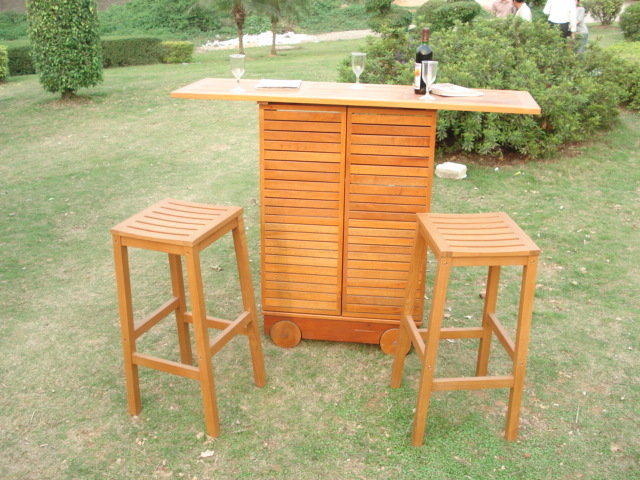 China LFurniture Outdoor Wood Storage Cabinet with 2 Stools-2