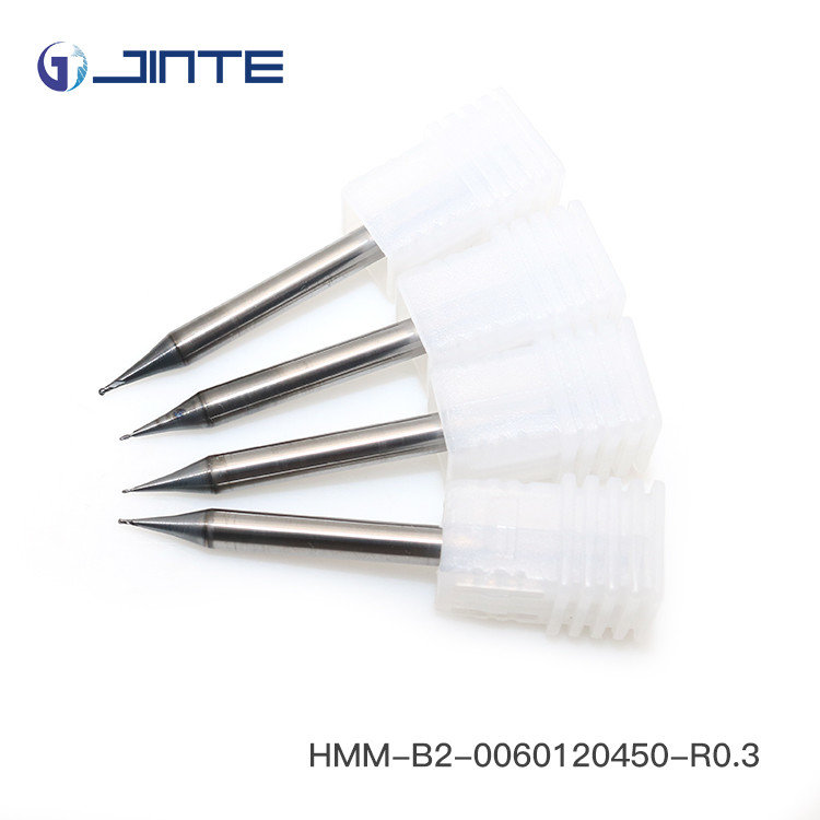 CNC HRC55 Solid Carbide Ball End Mill Cutter Micro Diameter 2 Flutes