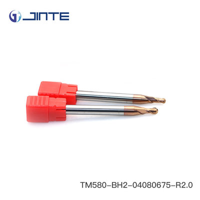 HRC58 Bronze Coating 4mm Carbide Ball Nose End Mill Cutting Tool For Steels And Cast Iron