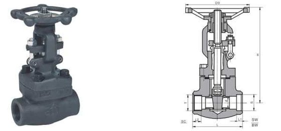 2 " SW Socket Welding Cast Steel Gate Valve / Welded Bonnet Gate Valve